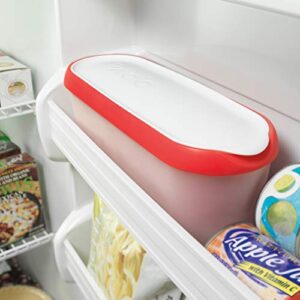 Tovolo Glide-A-Scoop Ice Cream Tub Reusable Container with Non-Slip Base, Stackable on Freezer Shelves, BPA-Free, 1.5 Quart, Strawberry Sorbet