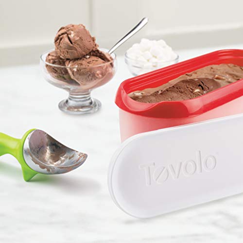 Tovolo Glide-A-Scoop Ice Cream Tub Reusable Container with Non-Slip Base, Stackable on Freezer Shelves, BPA-Free, 1.5 Quart, Strawberry Sorbet