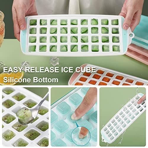 Small Ice Cube Trays with Lid - Mini Ice Trays for Freezer with Lid, ZDZDZ 2 Pack Easy-Release Tiny Ice Trays - Make 72 Ice Cube,Stackable Ice Mold Set for Iced Coffee Whiskey Beverages Cocktails