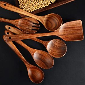 Wooden Spoons for Cooking,12 Pack Wooden Utensils for Cooking Wooden Kitchen Utensils Set Wooden Cooking Utensils Natural Teak Wooden Spatulas for Cooking