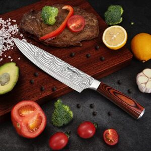 Astercook Chef Knife, 8 Inch Professional Kitchen Knife, German High Carbon Stainless Steel Ultra Sharp Knife, Chefs Knives with Ergonomic Handle and Gift Box