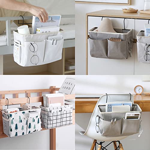 Soying Big Pocket Under-Bed Storage Organizer Bag, Big Pocket Fabric Hanging Storage Basket Organizer Box for Home Kitchen Closet Bathroom (BedSide-WhiteGrid)