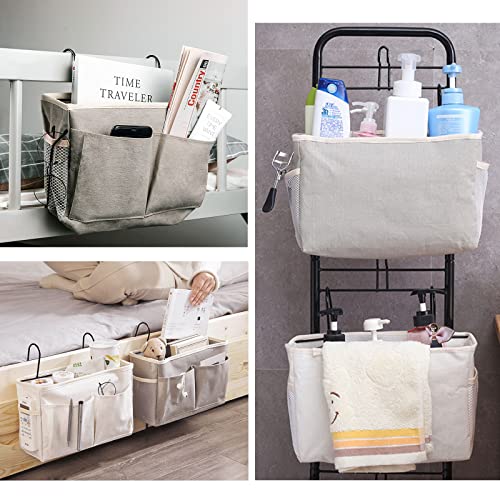 Soying Big Pocket Under-Bed Storage Organizer Bag, Big Pocket Fabric Hanging Storage Basket Organizer Box for Home Kitchen Closet Bathroom (BedSide-WhiteGrid)