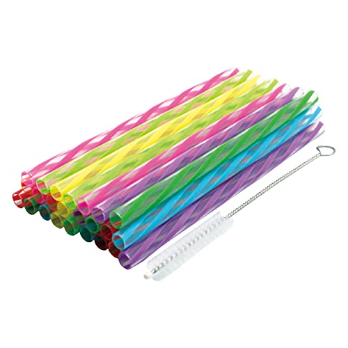 Jacent Plastic Reusable Kids Straws Plus Cleaning Brush, 6 Inch - 24 Count per Pack, 1 Pack