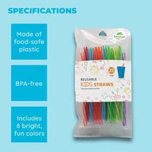 Jacent Plastic Reusable Kids Straws Plus Cleaning Brush, 6 Inch - 24 Count per Pack, 1 Pack