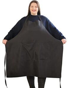 apronner plus size aprons for women with pockets durable long adjustable bib kitchen cooking black