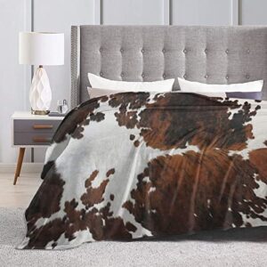 Brown Cow Print Blanket Soft Cow Skin Print Throw Blankets Fleece Blanket Cow Pattern Blanket for Couch Farm Animal Cow Blanket Fluffy Blanket Travel Blanket 40"x50"