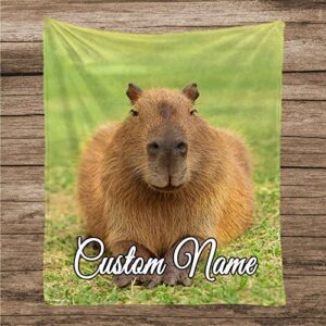 qzlan personalized capybara fleece blanket custom name capybara gift