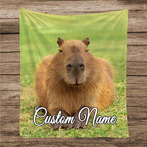 QZLAN Personalized Capybara Fleece Blanket Custom Name Capybara Gift