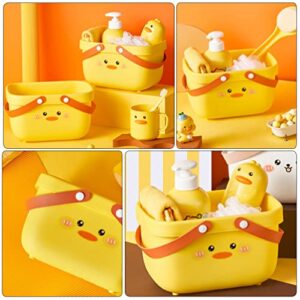 Zerodeko Shower Caddy Basket Tote Portable Storage Organizer Cartoon Duck Bathroom Toiletry Basket with Handles for Shampoo Soap Cosmetics Beauty Product