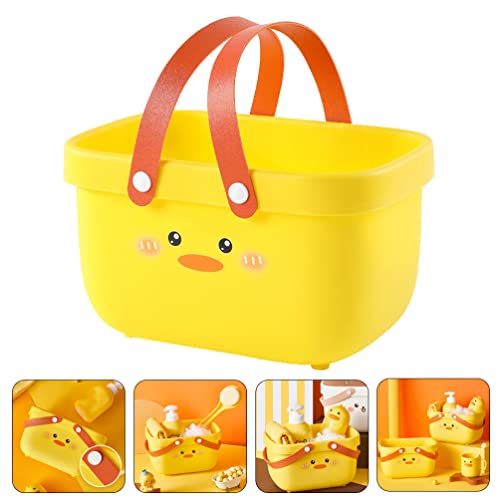 Zerodeko Shower Caddy Basket Tote Portable Storage Organizer Cartoon Duck Bathroom Toiletry Basket with Handles for Shampoo Soap Cosmetics Beauty Product