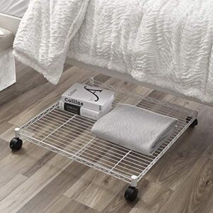 DormCo Suprima Rolling Underbed Square Shelf - White