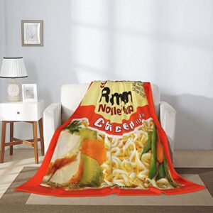 Instant Noodle Soup Chicken Flavor Ramen Blanket 50"X40" Soft Cozy Lightweight Flannel Fluffy Microfiber All Season Funny Food Blanket Fuzzy Plush Throw Blankets for Couch Sofa Bed