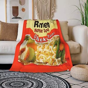 Instant Noodle Soup Chicken Flavor Ramen Blanket 50"X40" Soft Cozy Lightweight Flannel Fluffy Microfiber All Season Funny Food Blanket Fuzzy Plush Throw Blankets for Couch Sofa Bed