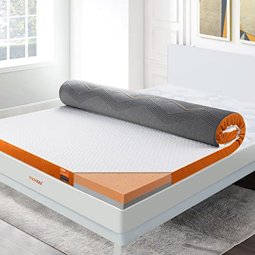 Maxzzz Mattress Topper Full, 3 Inch Memory Foam Bamboo Charcoal & Copper Dual Side Mattress Topper, Foam Topper with Breathable Removable Cover, Ventilated & CertiPUR-US Certified Bed Topper