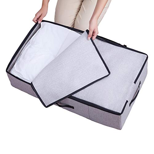 Valexbia Bedroom Storage Bag Large Capacity Organizer Grey Zippered Storage Bag 70 X 40 X 18 cm (LxWxH)