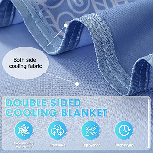 WKBEC Cooling Throw Blanket (60"x80" Twin Size) for Hot Sleepers, Arc-Chill Q-Max >0.5 Cool Fiber,100% Oeko-Tex Certified Lightweight Summer Cool Blanket for Travel/Outdoor Ultra Cold Breathable, Blue