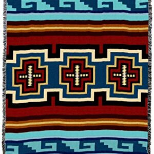 Pure Country Weavers Sarkoy Turquoise Blanket - Southwest Native American Inspired - Gift Tapestry Throw Woven from Cotton - Made in The USA (72x54)