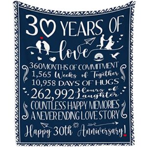 mubpean 30th anniversary wedding gifts blanket 60"x50" - 30th anniversary wedding gifts for couples/husband - romantic gifts for him - 30th anniversary decorations, 30th anniversary wedding gift ideas