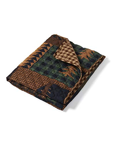 Donna Sharp Throw Blanket - Brown Bear Cabin Lodge Decorative Throw Blanket with Square Patchwork