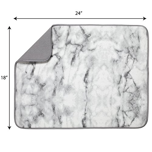 S&T INC. Absorbent, Reversible XL Microfiber Dish Drying Mat for Kitchen, 18 Inch x 24 Inch, Marble