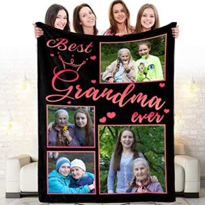 diykst custom photo throw blanket gife for grandma from granddaughter personalized blanket with photos for grandma mother mom in low personalized soft fleece blanket best grandma ever-(30 x 40 inches)