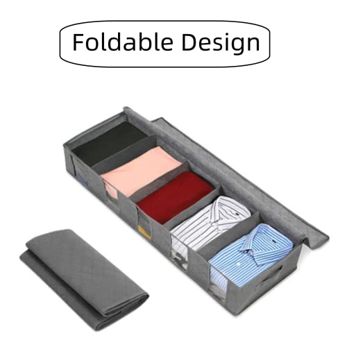 HAN SHENG 2 Pcs Zipper Under Bed Storage Bags Containers Clothes Storage Organizer Zippered Organizer Bags Foldable Underbed Storage Organizers with Clear Window for Bedrooms