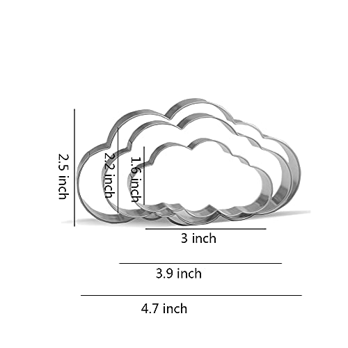 Cloud Cookie Cutter Set - 4.7”,3.9”,3” - 3 Piece - Stainless Steel