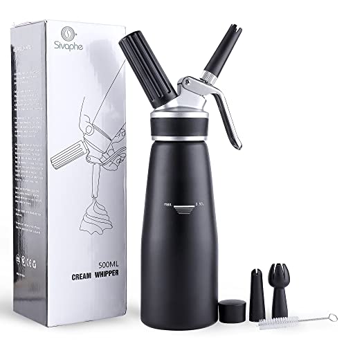 Cream Whipper Aluminum Professional Grade Canister Heavy Duty Whipped Cream Dispenser Homemade Bliss Black