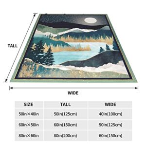 Mountain Forest Moonlight Blankets 50"X40" Ultra Soft Flannel Throw Blanket Plush Cozy Throws for Sofa Bed Micro Fleece Blanket for Adults Kids