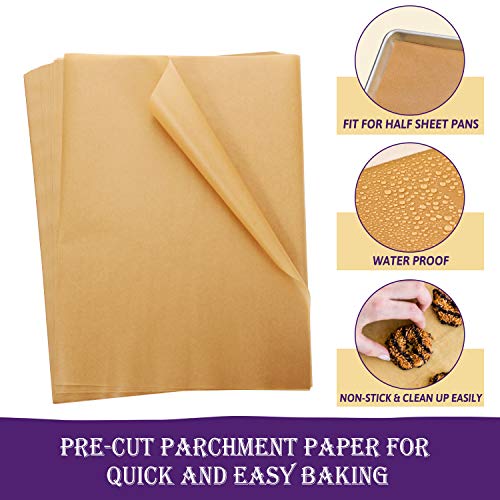 200 Pcs Unbleached Parchment Paper Baking Sheets, 12 x 16 Inch, Precut Non-Stick Parchment Sheets for Baking, Cooking, Grilling, Air Fryer and Steaming - Unbleached, Fit for Half Sheet Pans