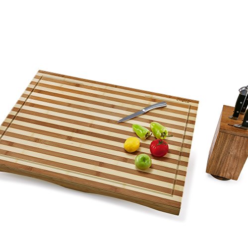 Prosumer's Choice Stovetop Cover Bamboo Cutting Board | Premium, Sustainable, Expands Kitchen Space, Easy to Clean - with Adjustable Legs and Juice Grooves - Large