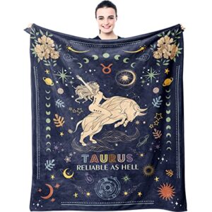 Muxuten Taurus Gifts Blanket 60"x50" - Taurus Gifts for Women - Taurus Zodiac Gifts - Gifts for Taurus Women - Taurus Birthday Gifts - Astrology Gifts for Women - Zodiac Constellation Graduation Gifts