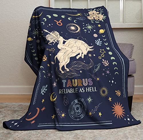 Muxuten Taurus Gifts Blanket 60"x50" - Taurus Gifts for Women - Taurus Zodiac Gifts - Gifts for Taurus Women - Taurus Birthday Gifts - Astrology Gifts for Women - Zodiac Constellation Graduation Gifts