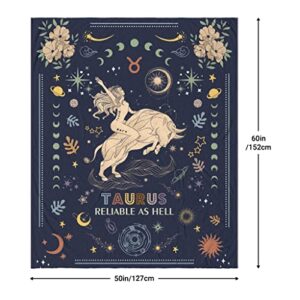 Muxuten Taurus Gifts Blanket 60"x50" - Taurus Gifts for Women - Taurus Zodiac Gifts - Gifts for Taurus Women - Taurus Birthday Gifts - Astrology Gifts for Women - Zodiac Constellation Graduation Gifts