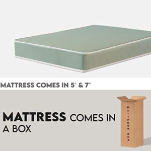 Mayton, 5-Inch Vinyl Mattress Tight Top Double Sided Medium Firm Waterproof, 75" x 30", Green