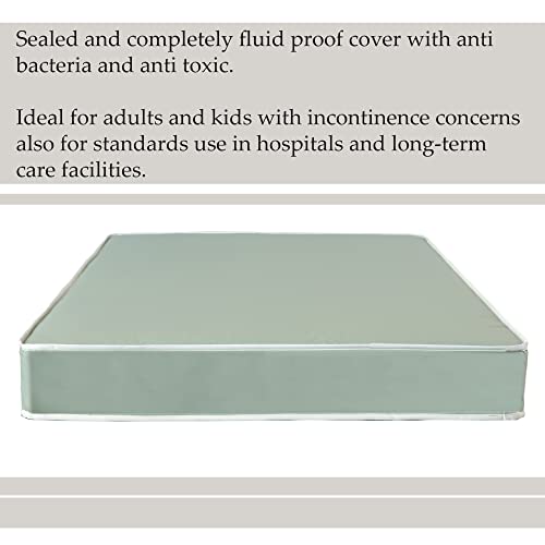 Mayton, 5-Inch Vinyl Mattress Tight Top Double Sided Medium Firm Waterproof, 75" x 30", Green