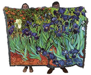 pure country weavers irises blanket by vincent van gogh - fine art gift tapestry throw woven from cotton - made in the usa (72x54)