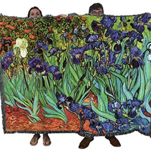 Pure Country Weavers Irises Blanket by Vincent Van Gogh - Fine Art Gift Tapestry Throw Woven from Cotton - Made in The USA (72x54)