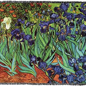 Pure Country Weavers Irises Blanket by Vincent Van Gogh - Fine Art Gift Tapestry Throw Woven from Cotton - Made in The USA (72x54)