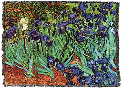 Pure Country Weavers Irises Blanket by Vincent Van Gogh - Fine Art Gift Tapestry Throw Woven from Cotton - Made in The USA (72x54)