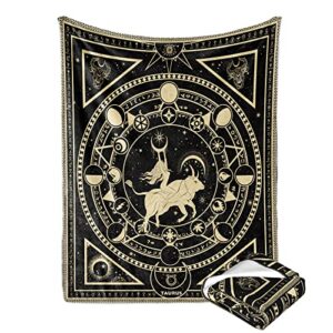 taurus zodiac blanket, taurus zodiac gifts for women moon constellation throw blanket astrology decor witchy taurus birthday gifts gothic soft microfiber blanket 60"x50"