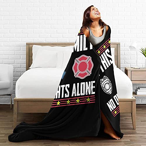 in This Family No One Fights Alone First Responder Blankets and Throws Twin Large Blanket Warm Soft Blankets for Couch Bed Sofa Travel Plush Blanket All Season Season for Women Men