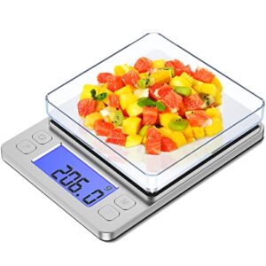 kitchen food scale, 3000g/0.1g high precision digital scale, used for cooking, jewelry, baking, tare function, with 2 trays, lcd display