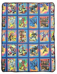 marvel x-men characters comic cards fleece soft throw blanket| measures 60 x 45 inches