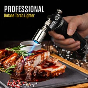 ravs Butane Torch, Refillable Kitchen Torch Lighter with Safety Lock and Adjustable Flame, Creme Brulee Kitchen Food Torch for Baking, Culinary Cooking Torch, Blow Torch - Butane Gas Not Included