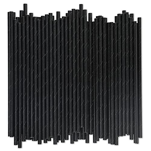 Black Paper Straws 1000 Count - 7.75" x 0.24", 100% Biodegradable & Compostable, Disposable Drinking Straws Bulk - Cocktail, Bars, Restaurants