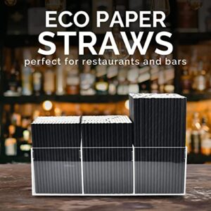 Black Paper Straws 1000 Count - 7.75" x 0.24", 100% Biodegradable & Compostable, Disposable Drinking Straws Bulk - Cocktail, Bars, Restaurants