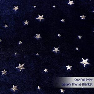 Stellhome Navy Blue Throw Blanket, Ultra Soft Thick Flannel Star Foil Print Fleece Bed Blanket for Sofa Couch, Twin Size 80"x65"