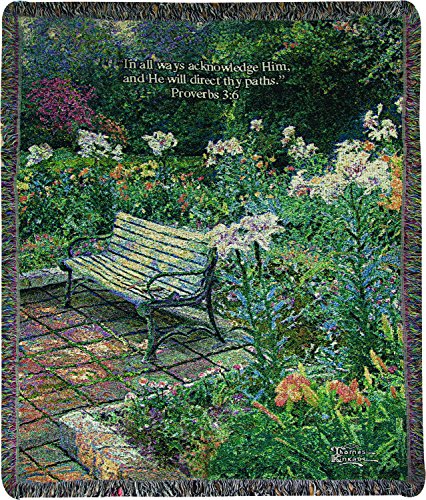 Manual Woodworkers & Weavers Tapestry Throw, Thomas Kinkade Eternal Springtime Proverbs 3:6, 50 x 60